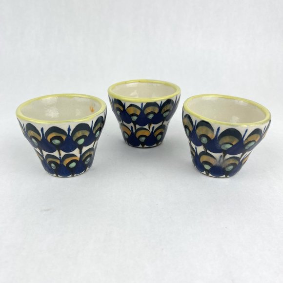 Dining | Boleslawiec Polish Pottery Shot Glasses Blue Peacock Design ...